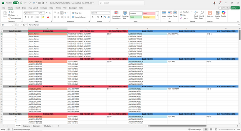 Boxing/MMA Excel Spreadsheets – One Mans Stream